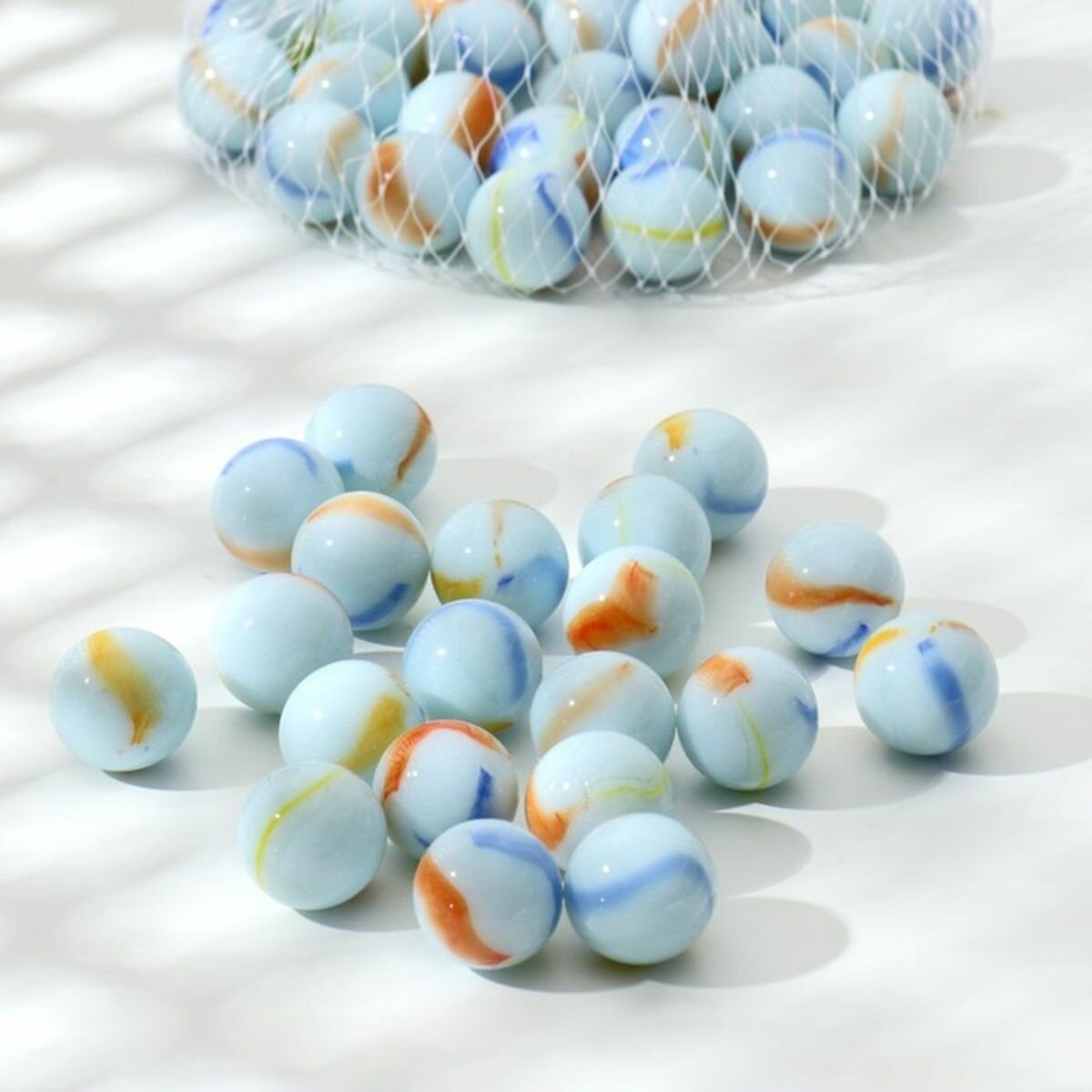 Стеклянные шарики Марблс для декора, аквариума и игр, 15 мм, 48 шт