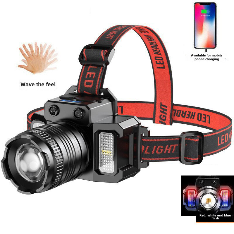 Cross-border intelligent induction headlight head-mounted P50 strong light headlight miner's lamp outdoor work light led electric fishing lamp(T51 induction headlamp)