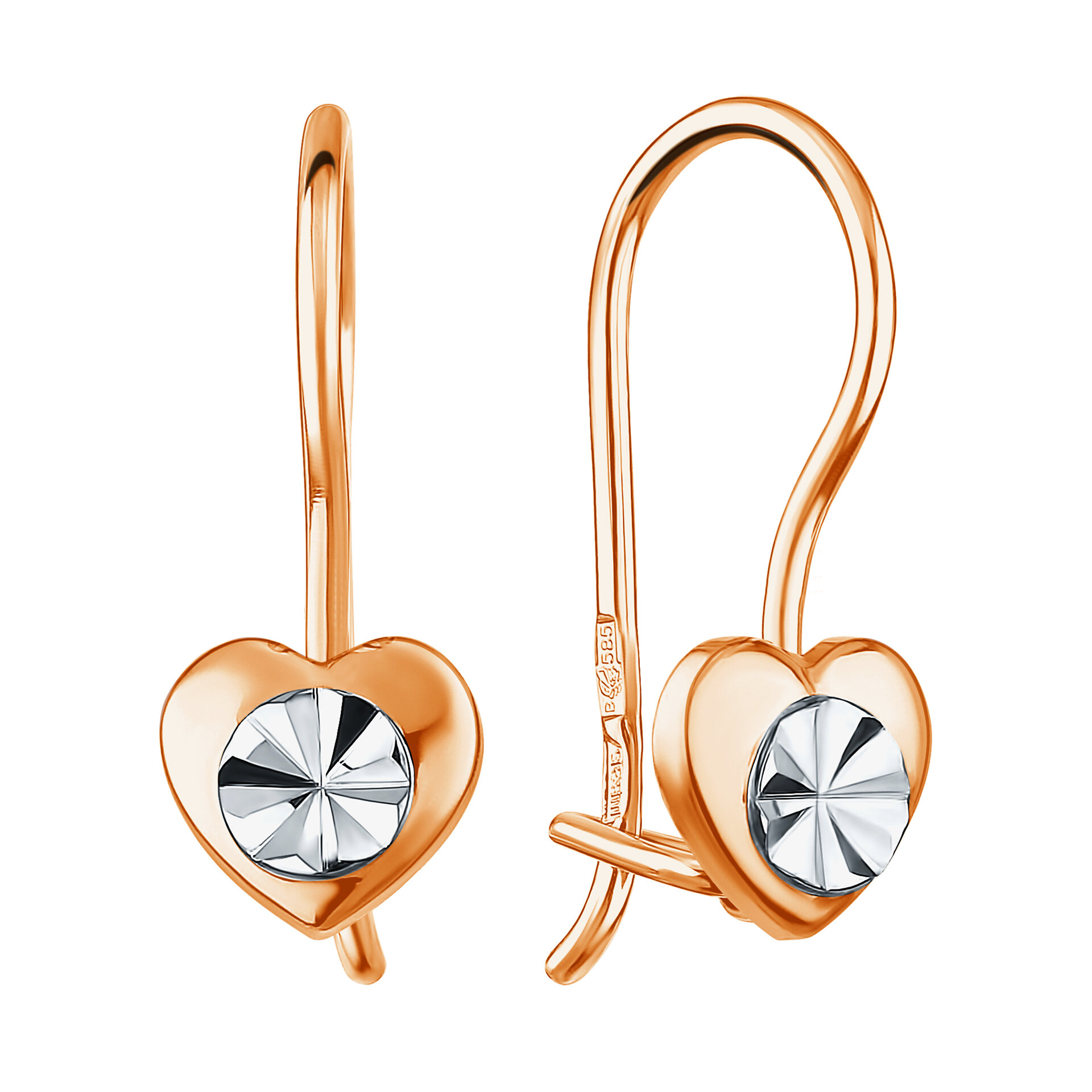 Серьги, красное золото, 585 проба