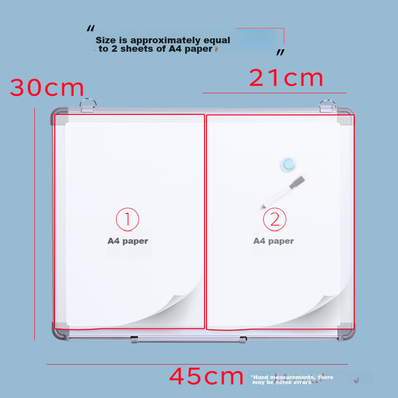 AUCS 30*45cm Small Whiteboard Writing Board Wall-Mounted for Home Use, Magnetic Office Teaching Student Conference Room Hanging Children's Display Board Whiteboard Blackboard J3045L
