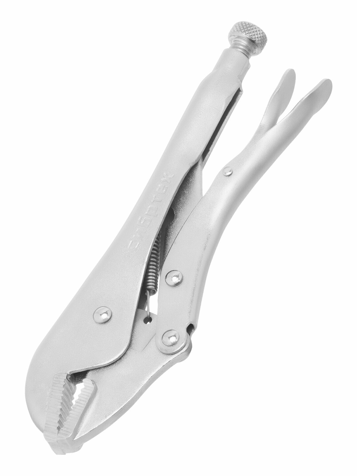 Зажим ручной усиленный Сибртех, 225 мм, плоский захват и плавная регулировка, стальной никелированный зажим, 18428