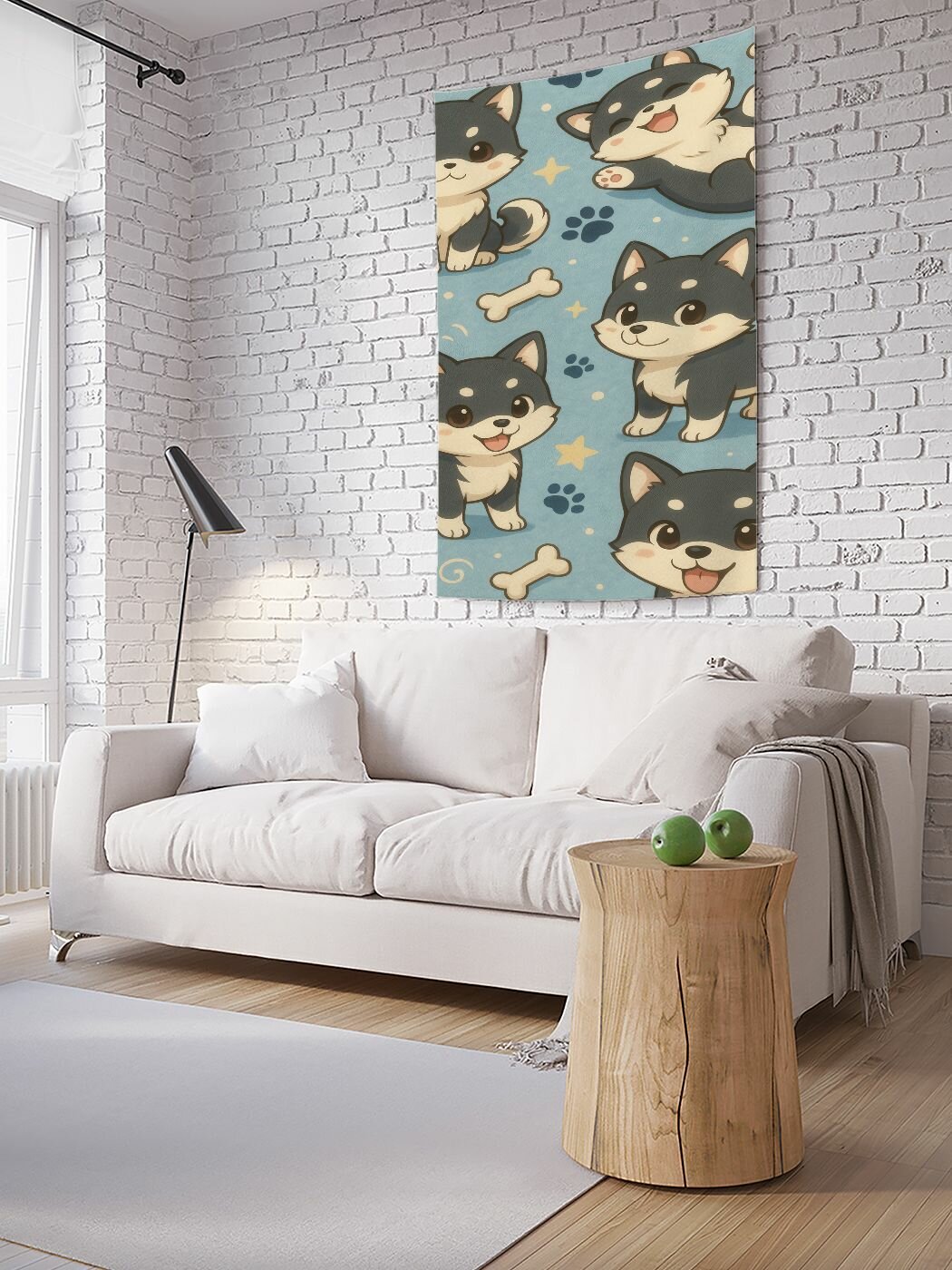 Фотопанно на стену тканевый вертикальный постер "Щенячий восторг", 100х150 см, JoyArty