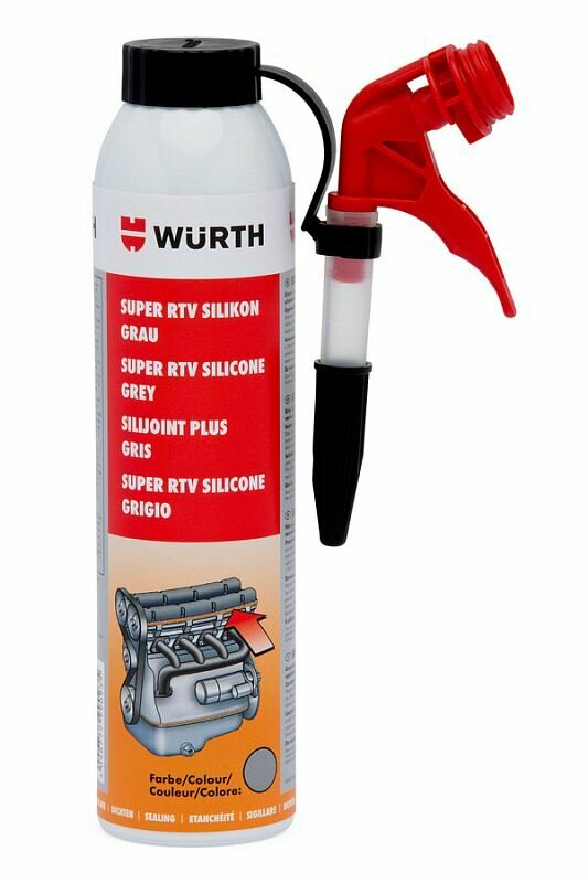Клей-Герметик высокотемп. SUPER RTV силикон серый с автоподачей 200 мл, Wurth
