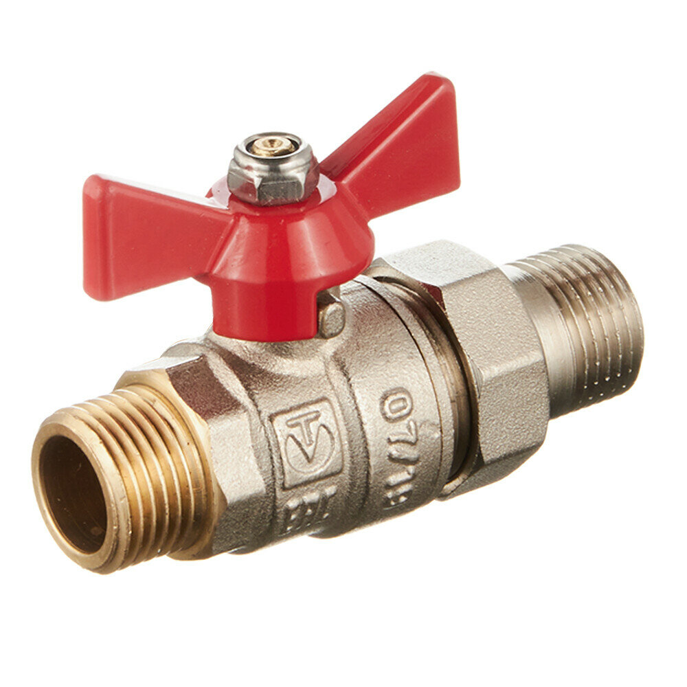 Кран шаровой латунный Valtec Base 1/2 НРш х 1/2 НРш бабочка с полусгоном прямой VT.226. N.04