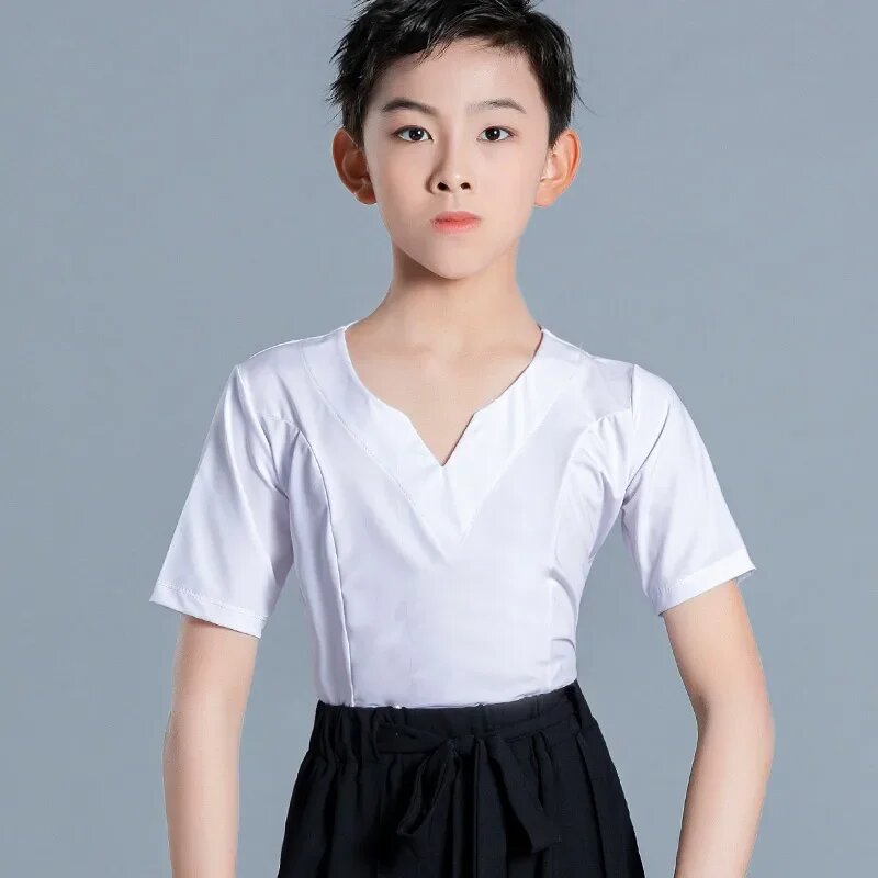 Новое летнее детское платье для латинских танцев для мальчиков, тренировочная одежда для мальчиков, летние костюмы для латинских соревнований, рубашка, брюки, костюм