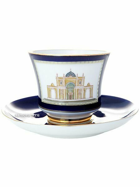 Чашка с блюдцем чайная форма "Банкетная", рисунок "Классика Петербурга 52%" № 5, Императорский фарфоровый завод
