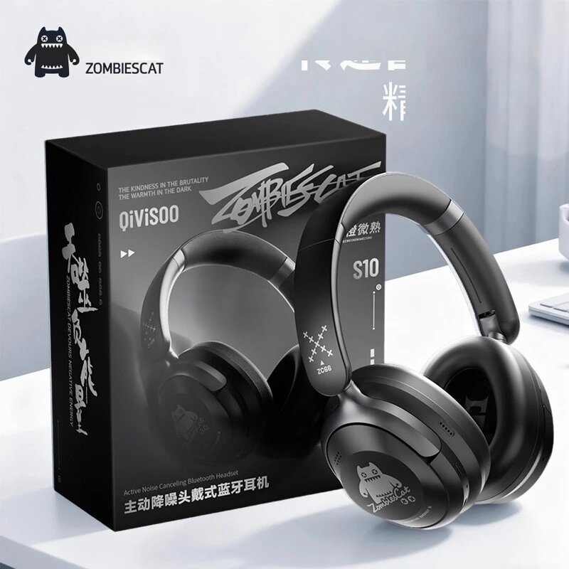ZOMBIES CAT S10 Over-Ear Bluetooth Headset Active Noise Cancelling Gaming Headphones with Microphone Long Battery Life Headset