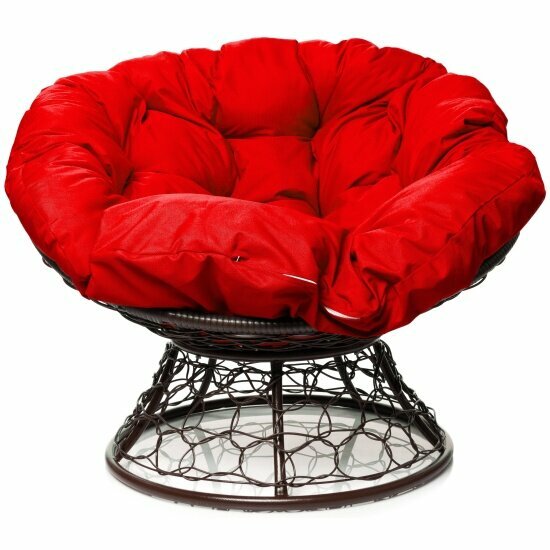 Садовое кресло M-group папасан с ротангом коричневое, красная подушка, шт