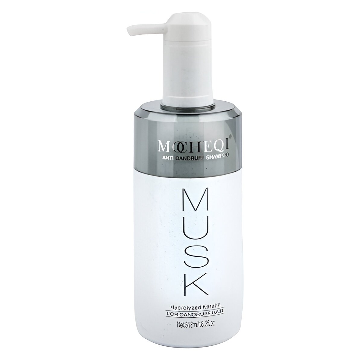 Шампунь против перхоти MOCHEQI MUSK с гидролизованным кератином и маслом жожоба, 518 мл