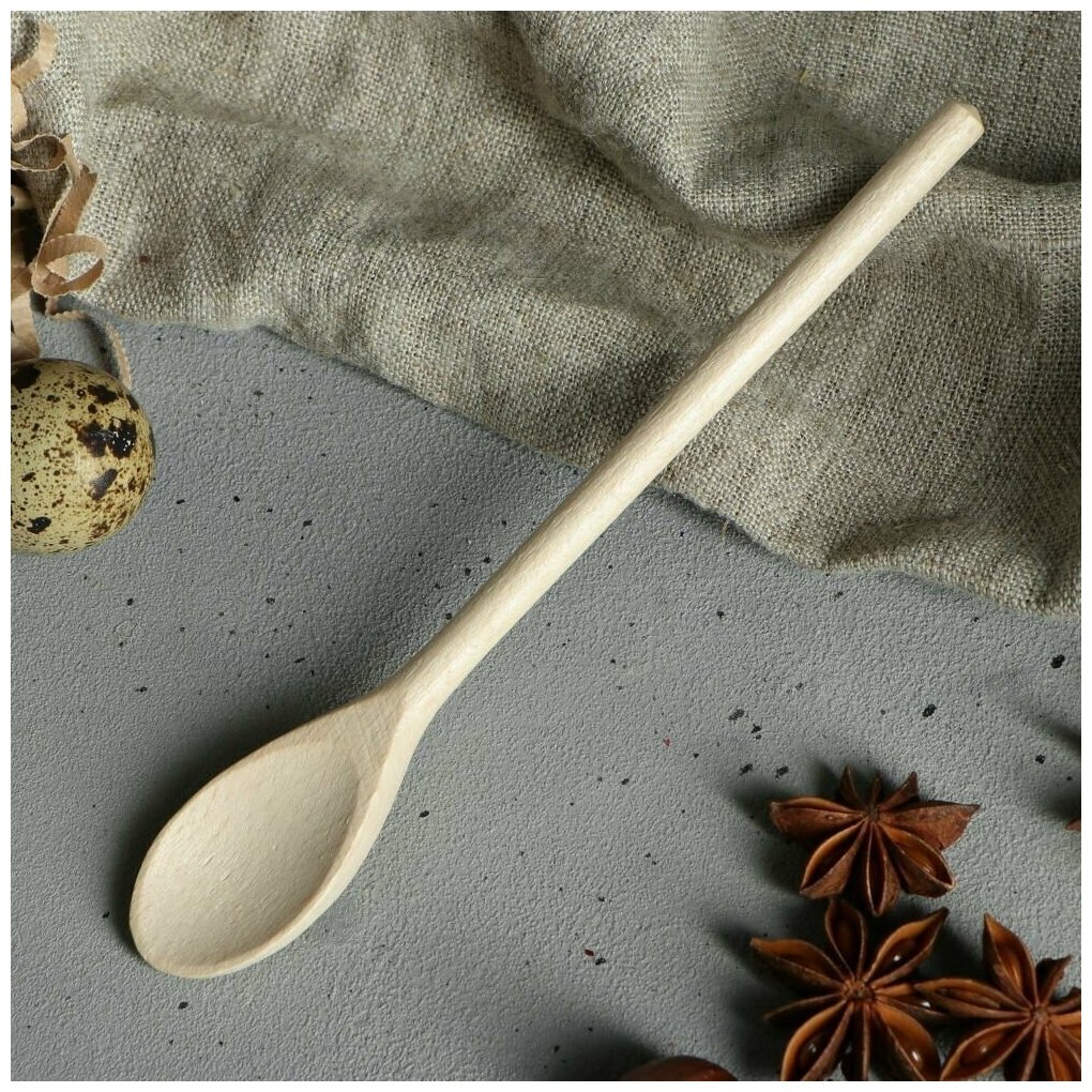 Ложка чайная, деревянная, длина 16 см, без покрытия, из бука