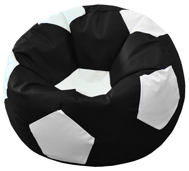 Кресло-мешок Винни-пуф МЯЧ экокожа черный с белым