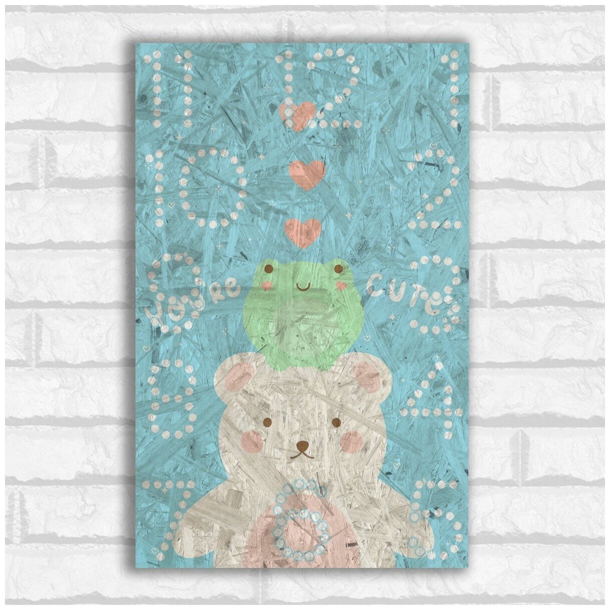 Настенные бесшумные часы ОСП надписи детское лягушка медведь милота - 1036