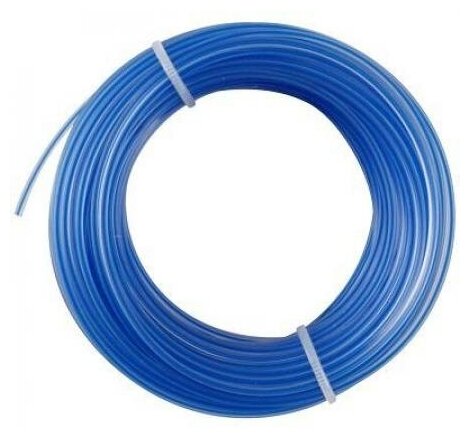 Леска для триммера 2,4 мм*15 м круглая с сердечником, цвет голубой