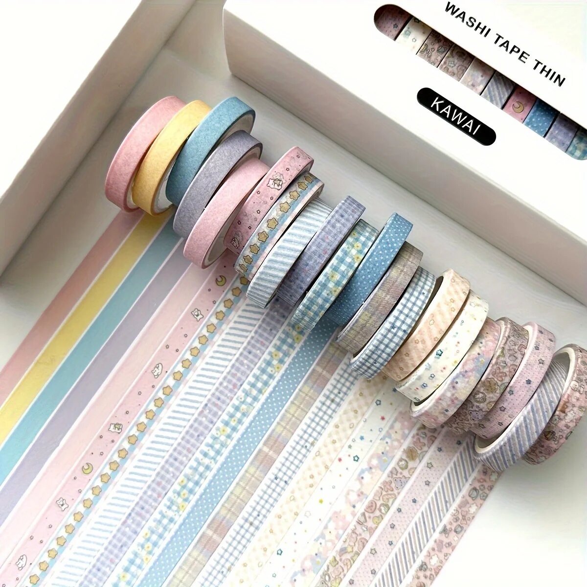 Набор скотч Washi тонкий, 8 рулонов, розовый