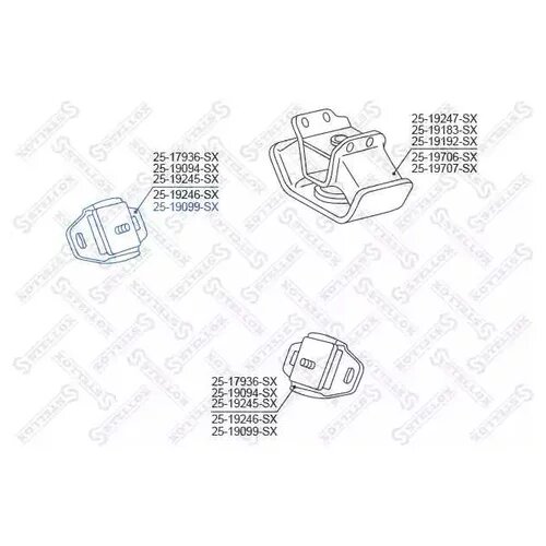 Опора двигателя передняя TOYOTA LC PRADO 90 1KDFTV / 1KZTE 96-02, 2519099SX STELLOX 25-19099-SX