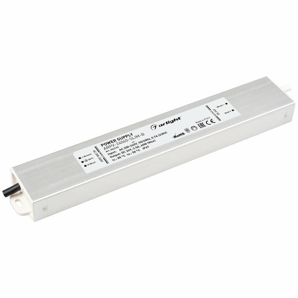 022193 Блок питания ARPV-24060-SLIM-B (24V, 2.5A, 60W) (ARL, IP67 Металл)