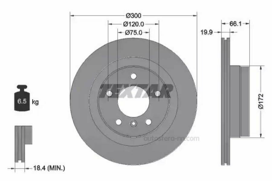 TEXTAR 92133003 Диск тормозной задний с покрытием PRO BMW TEXTAR 92133003