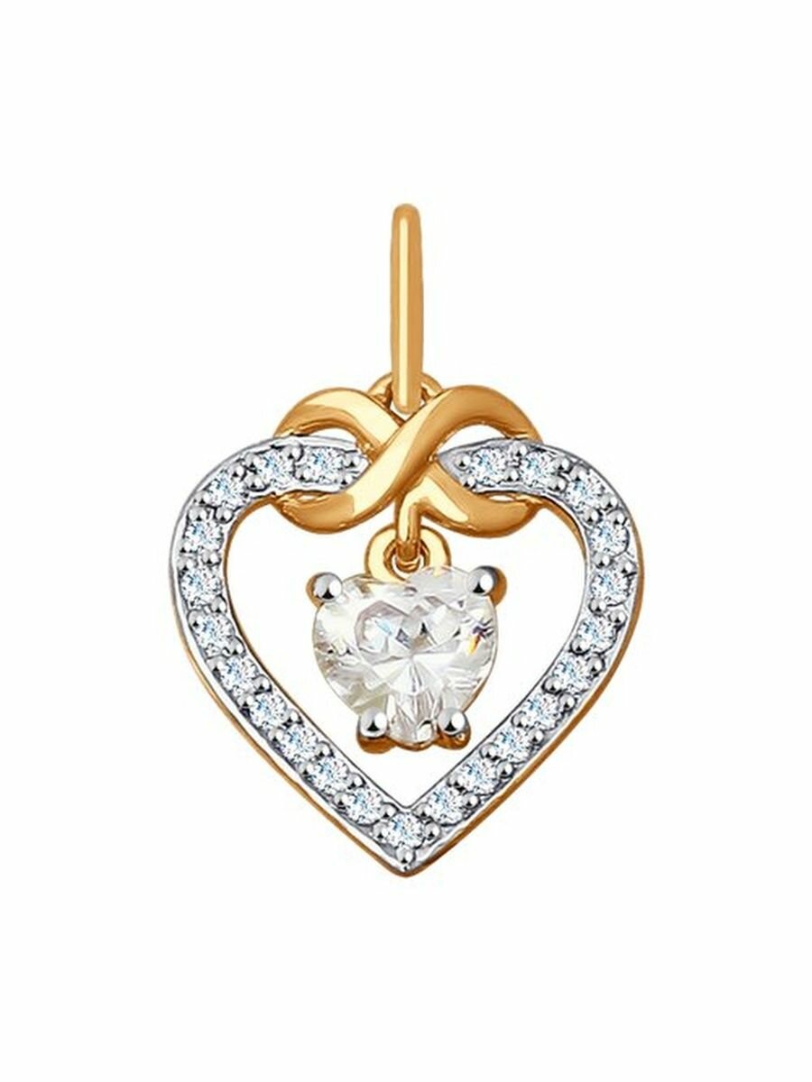 Подвеска, красное золото, 375 проба, фианит