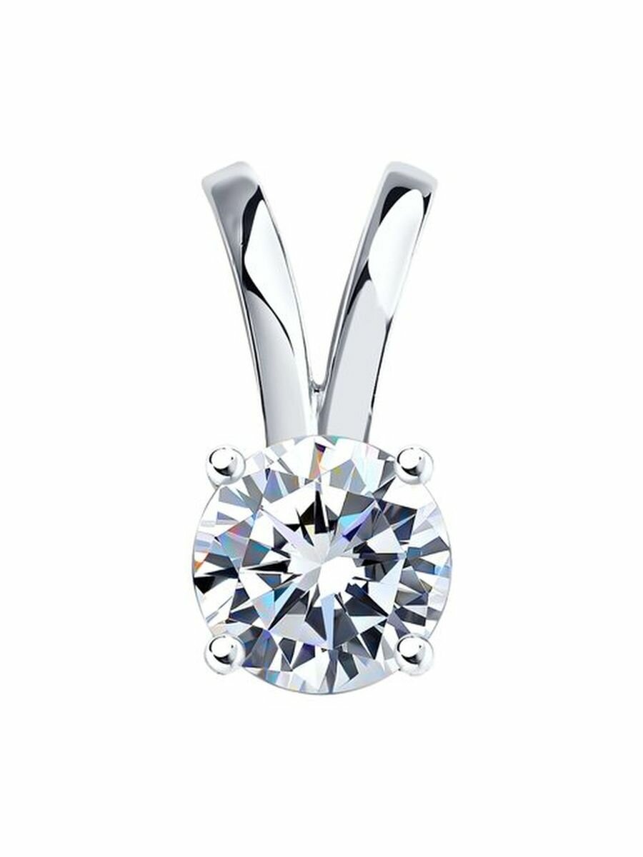 Подвеска, белое золото, 585 проба, родирование, фианит