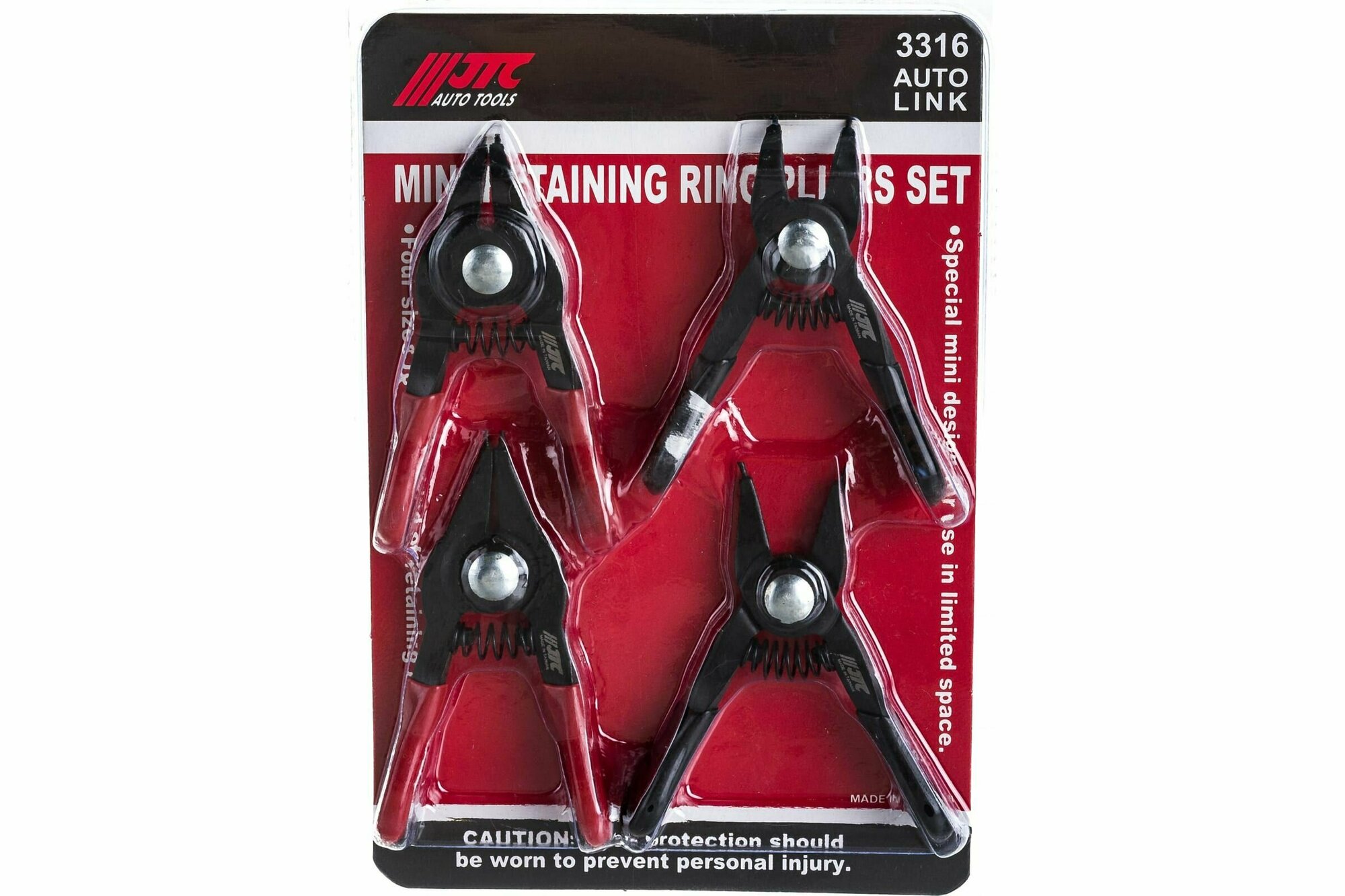 Набор съемников стопорных колец (щипцы "мини") 4шт, JTC-3316