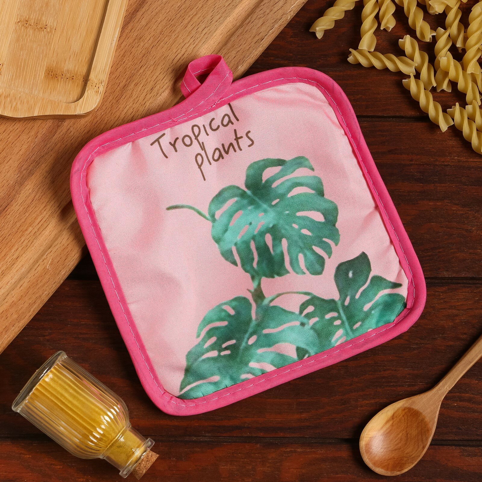 Прихватка «Доляна» Tropical, 17×17 см, розовая