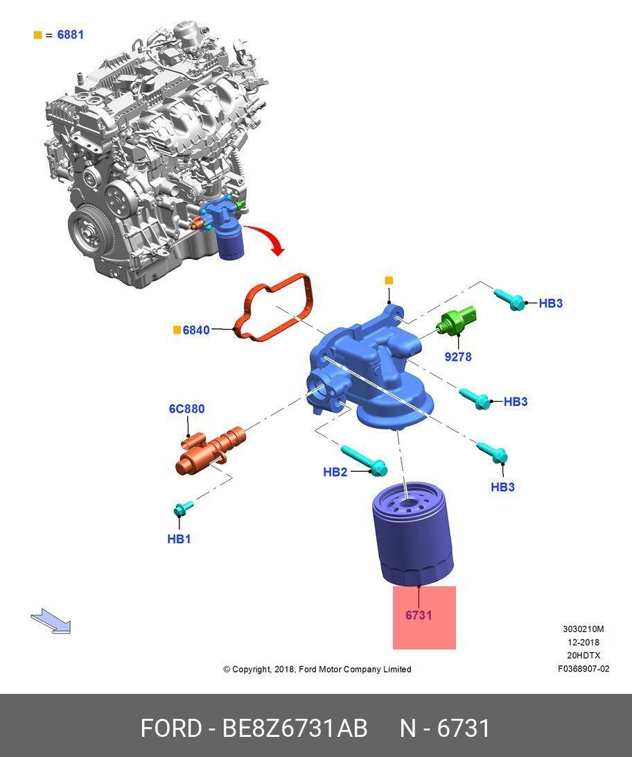 Фильтр масляный Ford BE8Z6731AB
