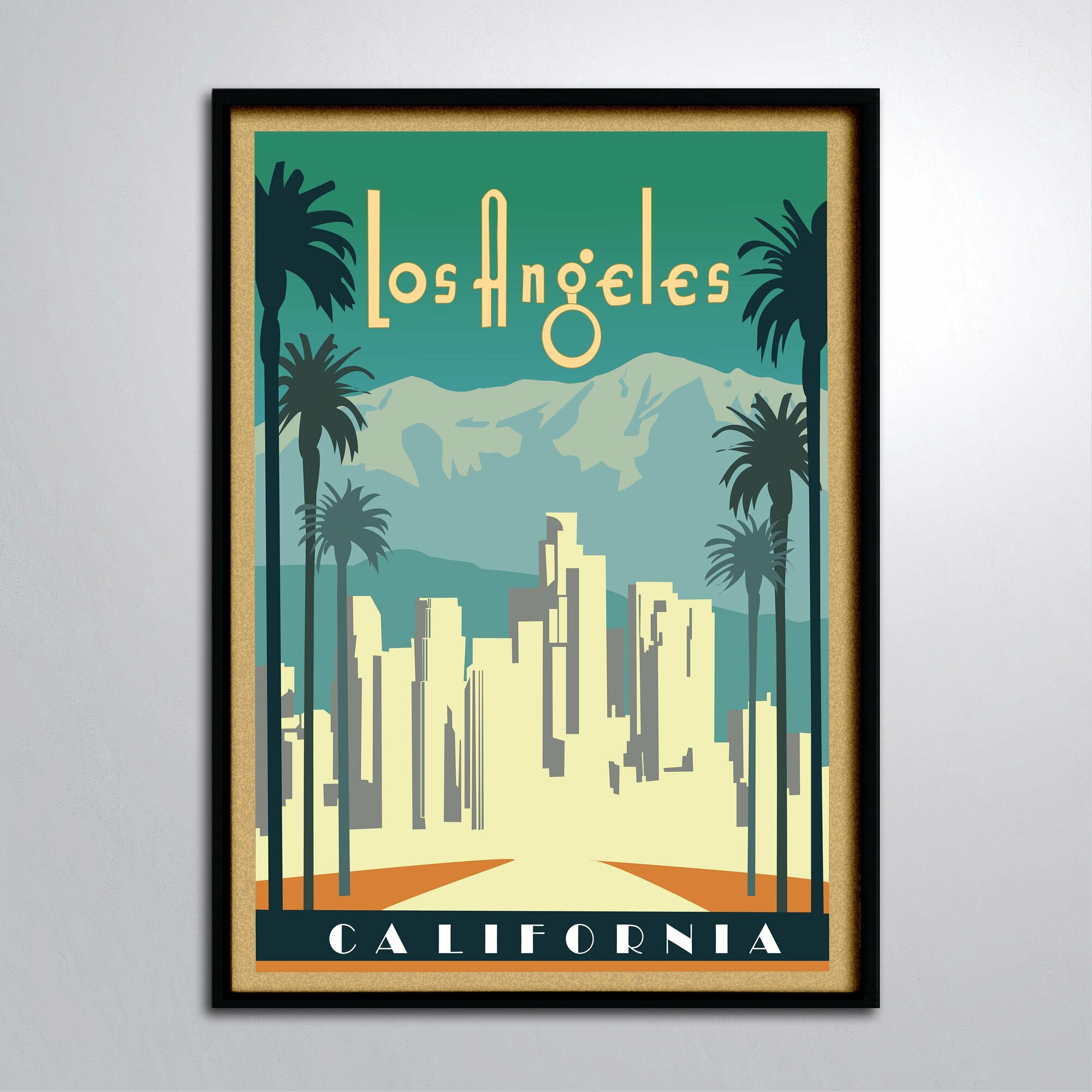 Постер без рамы/Постер для интерьера/Винтажный плакат Лос Анжелес Los Angeles Калифорния