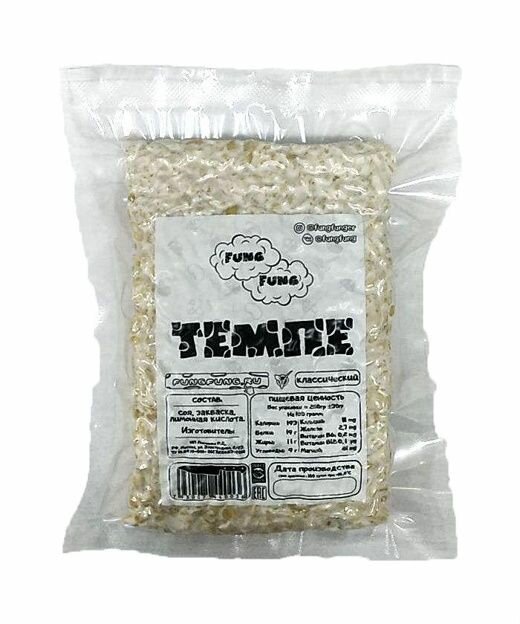 Темпе ферментированные соевые бобы FungFung, 250г / 100% растительный продукт / подходит для веганов