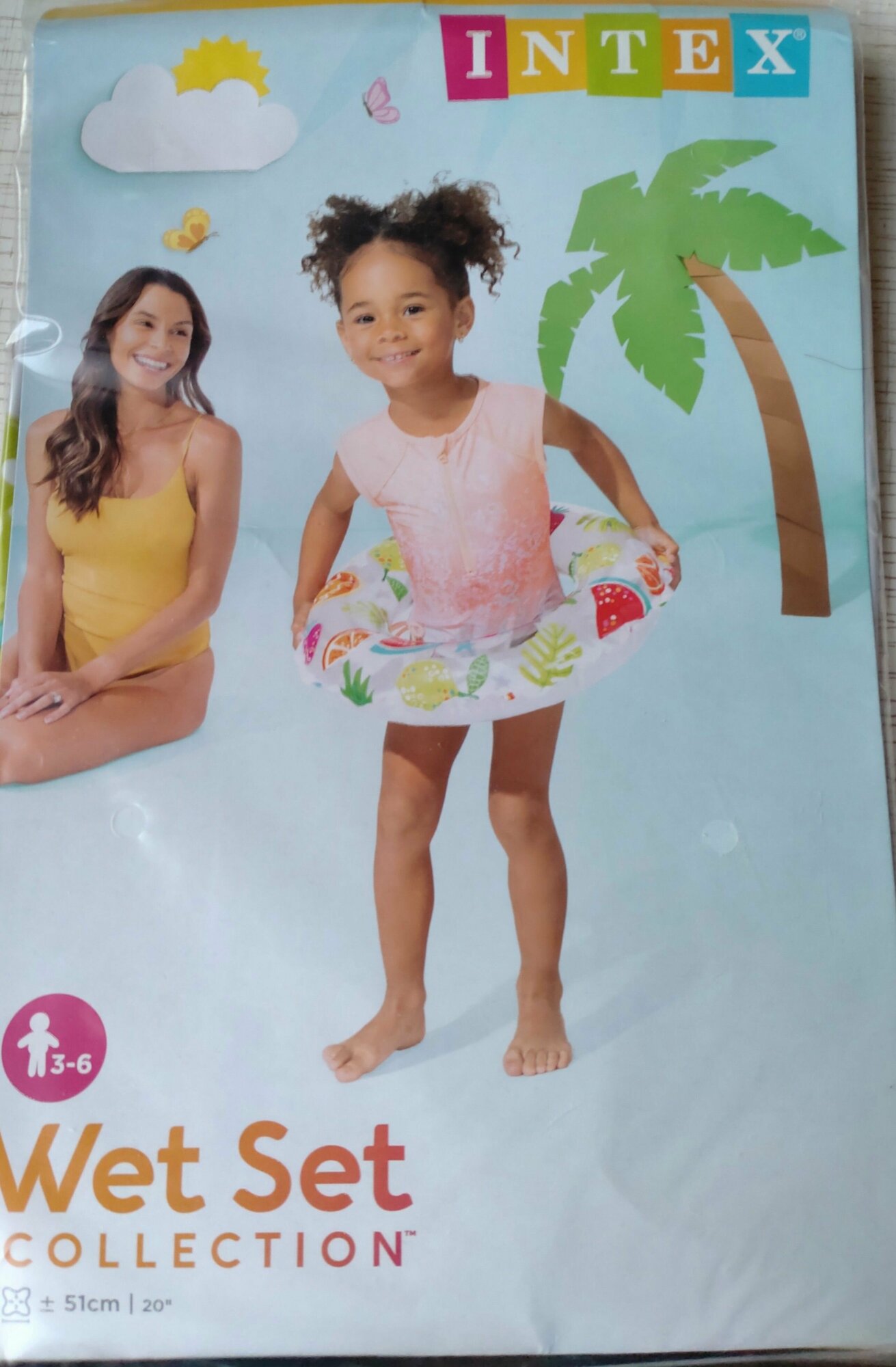 Детский надувной круг для плавания Lively 51 см, Intex 59230. Новинка 2024 Фрукты.