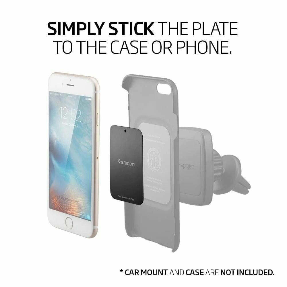 Комплект металлических пластин Spigen на смартфон (000EP20342) Kuel A210 Car Mount Metal 4 шт / Спиген Комплект металлических пластин для смартфона Черный