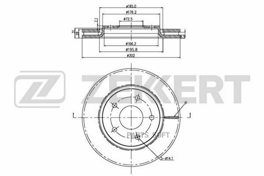 ZEKKERT BS-5505 Диск торм. перед. Chrysler Voyager V 07- Dodge Journey 08- ()