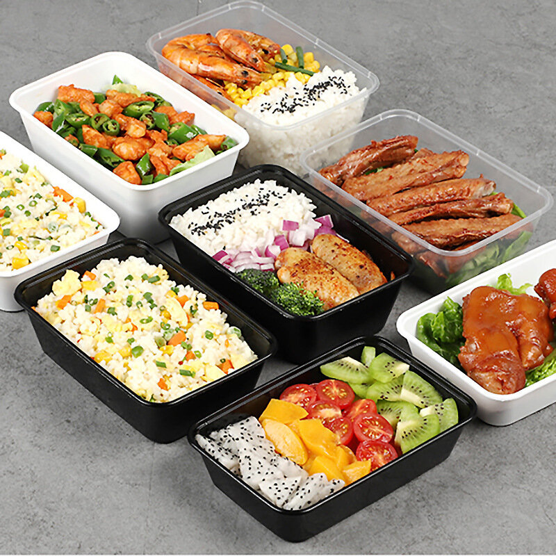 Одноразовый прямоугольный контейнер для еды на вынос, пластик, утолщенный, с крышкой, прозрачный - идеально подходит