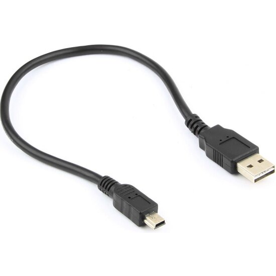 Кабель USB2.0 Cablexpert CC-5PUSB2D-0.3M, AM-двухсторонний/MiniUSB, медь, экран, Pro, 0.3м, черный