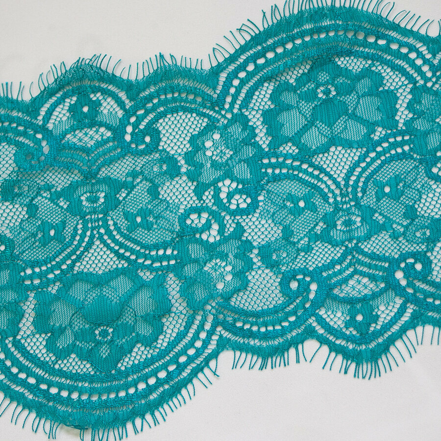 Изысканное шантильи: Кружево реснички 165 мм0, 9м(3шт*3м), цвет изумруд