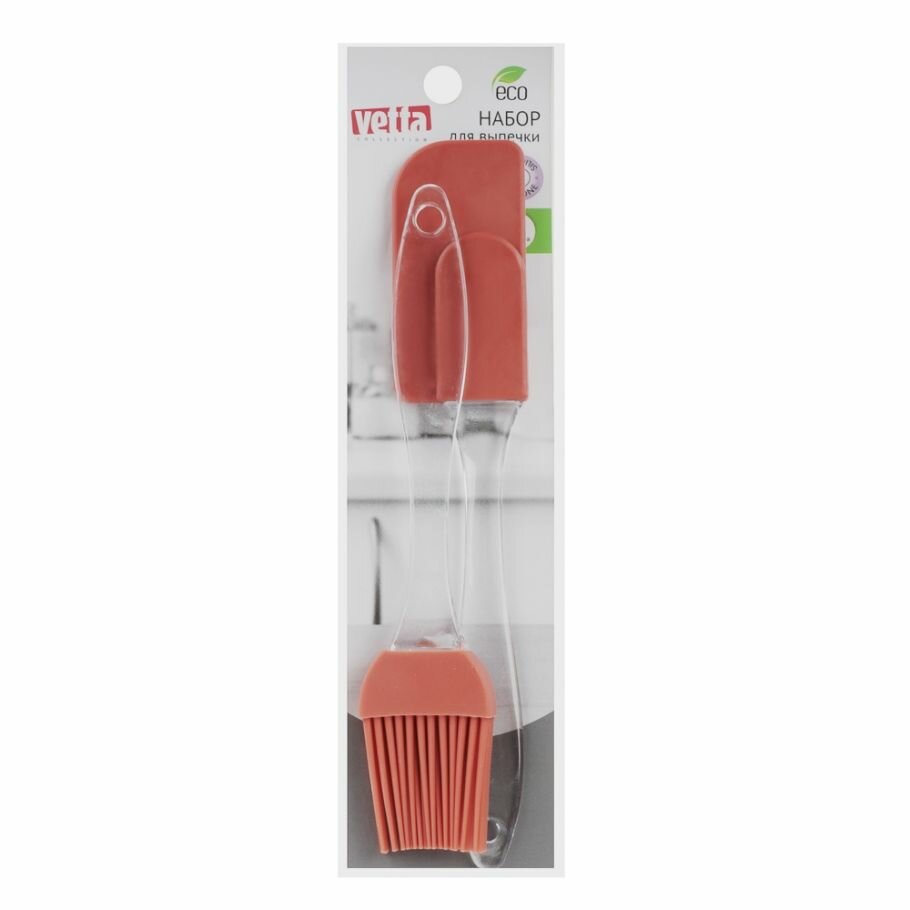 Набор для выпечки 2 пр (кисточка 17см, лопатка 19см), силикон, 4 цв, арт. 891-300