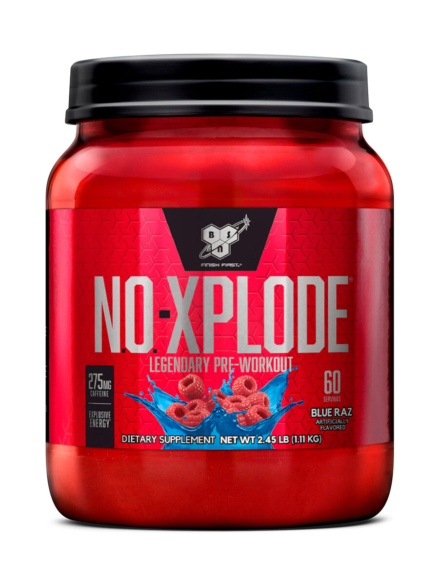 Предтренировочный комплекс БСН Эн. О. - Иксплоуд 3.3 2,45 фунта Голубика / BSN N.O. - Xplode 3.3 2,45 lb Blue Raz