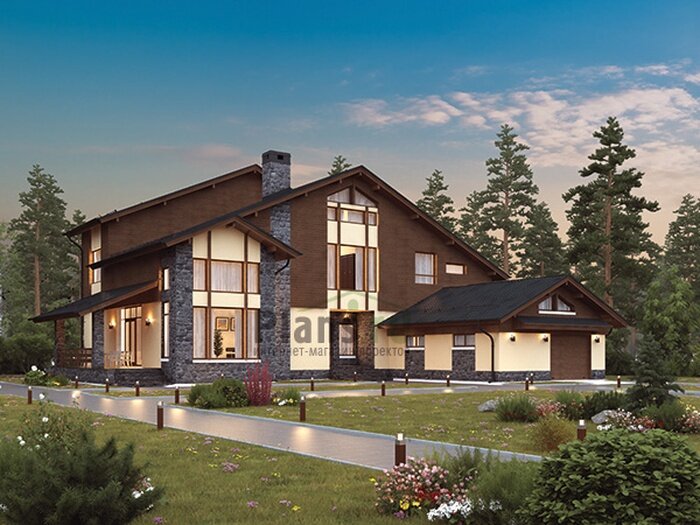 Проект дома Plans-41-17 (313 кв. м, поризованный камень)