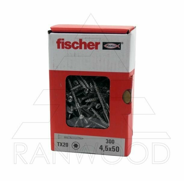 Fischer FFSII-RT6 шуруп 4.5x50 для крепления деревянных фасадов с потайной головой, с неполной резьбой, шлиц TORx, нержавеющая сталь А2 /300 шт./