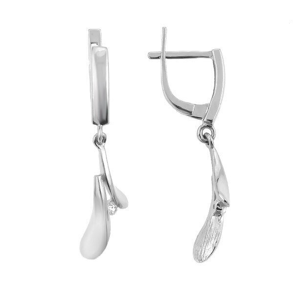 Серьги, серебро, 925 проба, родирование, фианит