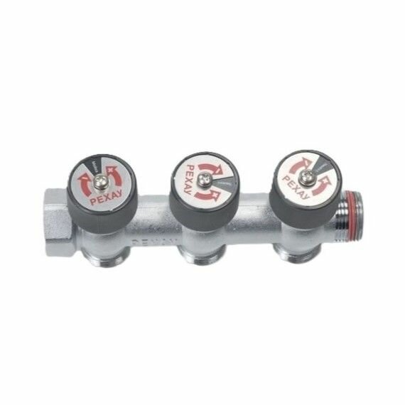 Распределительный коллектор рехау 11316453001 G3/4 с плавной регулировкой 3 отвода G3/4