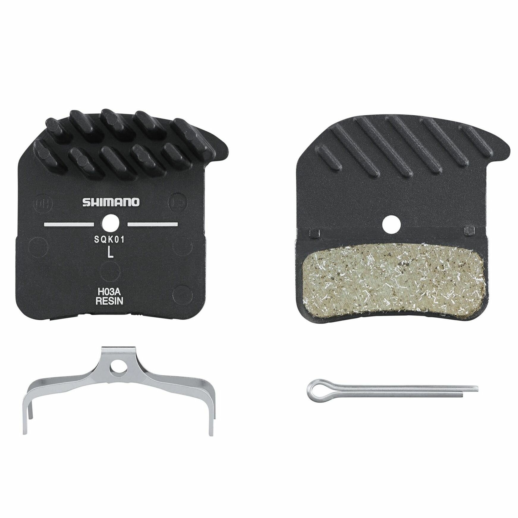 Тормозные колодки Shimano H03A для 4 поршневых дисковых тормозов, полимерные с радиатором, пара, без пружины