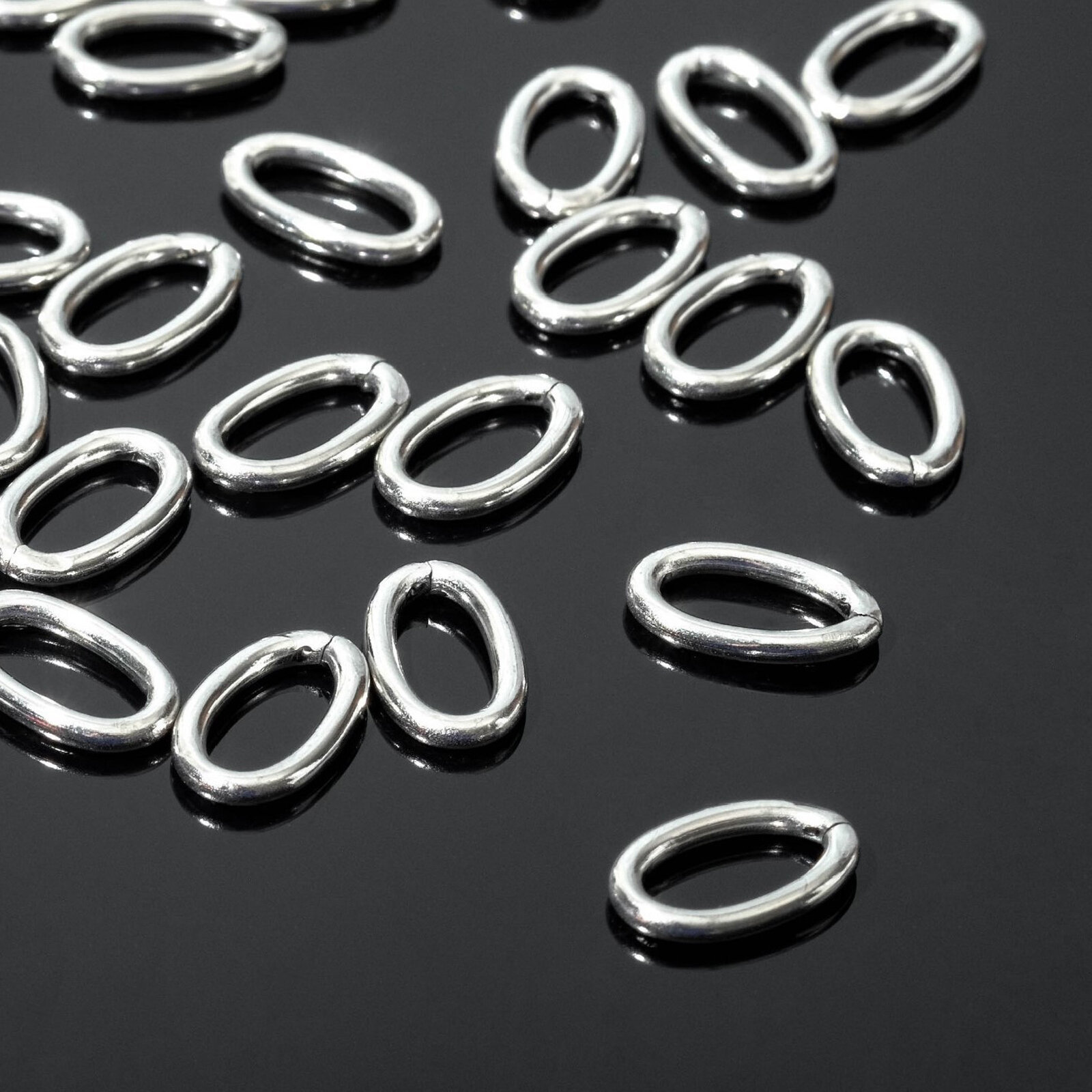 Кольцо соединительное, 11×7 мм (набор 30 шт.), цвет серебро