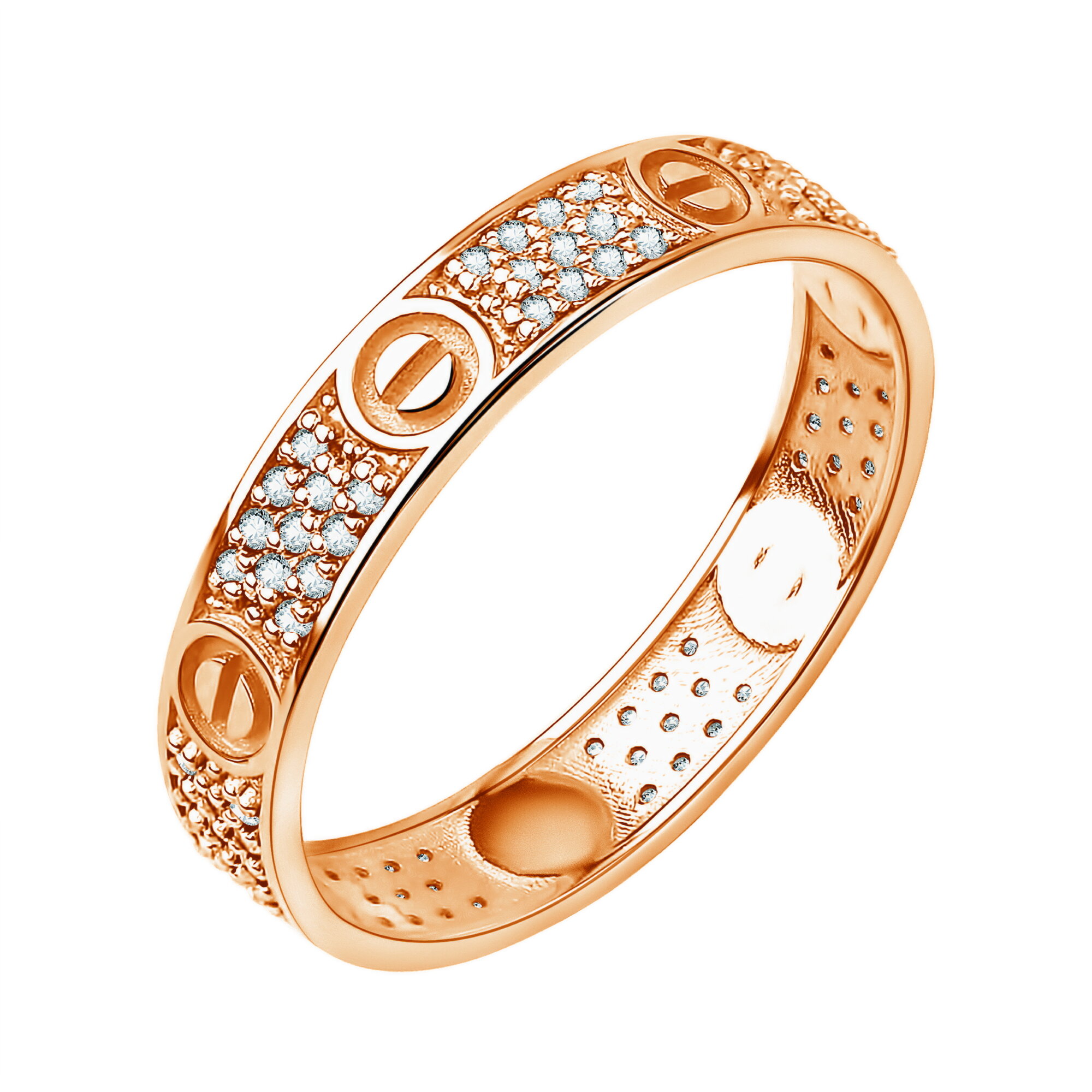 Кольцо, красное золото, 585 проба, фианит