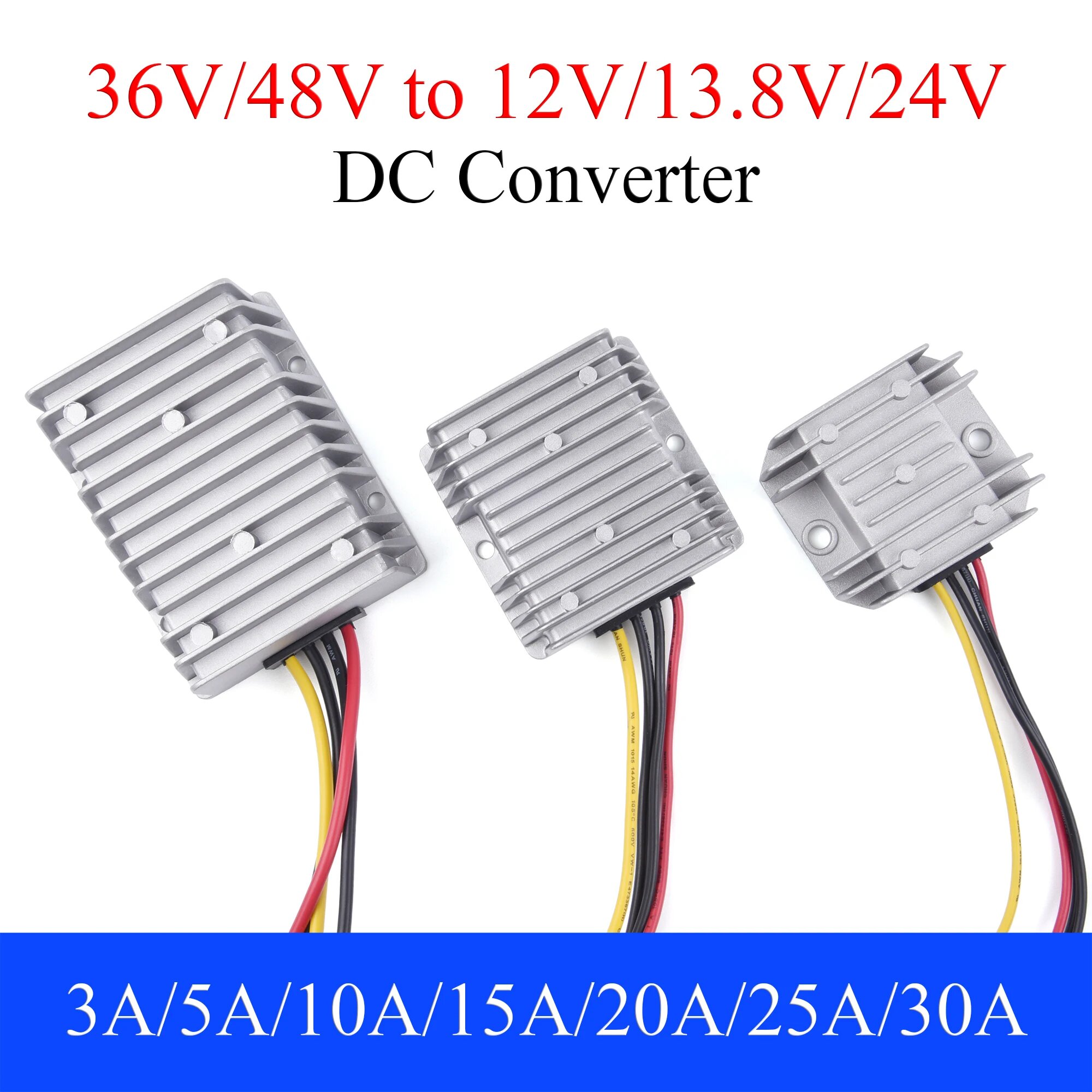 LYNNDM Конвертер DC/DC 36V/48V в 12V/13,8V/24V 3A-30A 13.8V, 5A