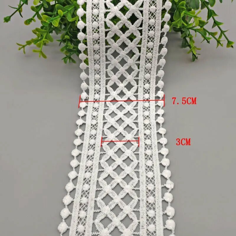 Кружевная лента Wusmart чёрно-белая 7 см Белый, белый