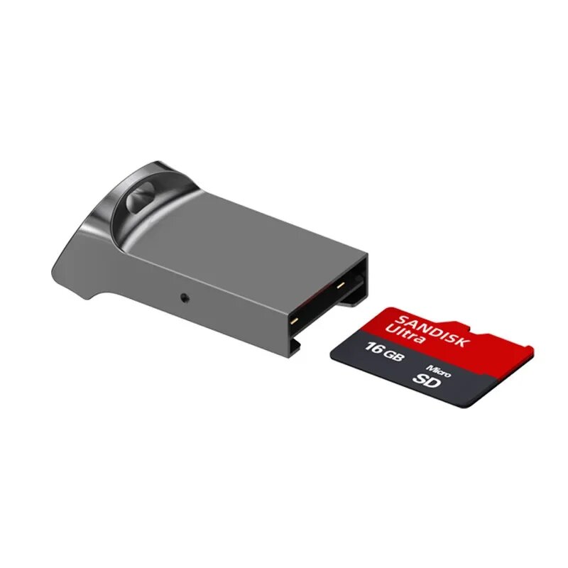 2 шт. алюминиевый адаптер для чтения карт памяти Mini USB 3.0 для TF micro SD, адаптер Темно-серый
