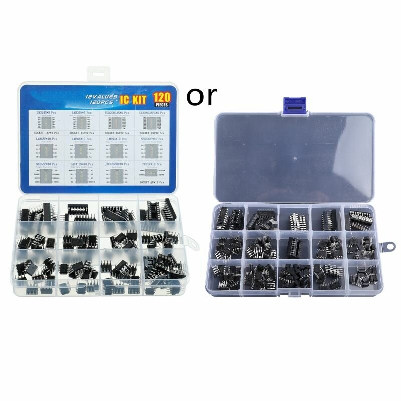 120 шт, набор интегральных микросхем, операционные усилители, таймер одинарной точности, осцилляторы, массив Дарлингтона LM339N LM38