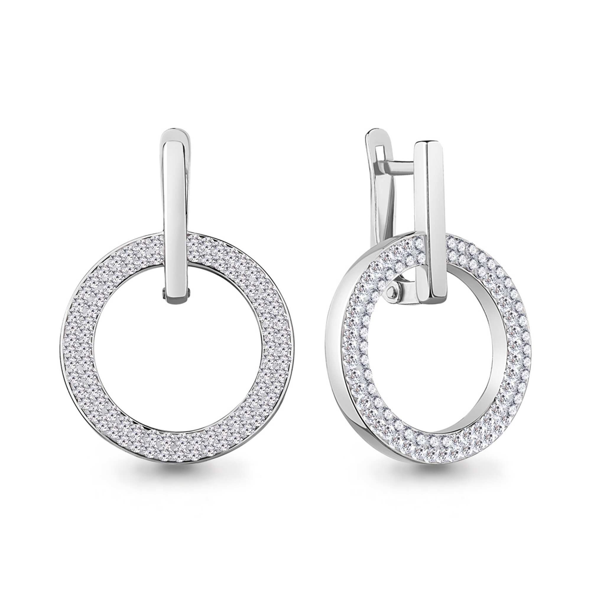 Серьги, серебро, 925 проба, родирование, кристалл