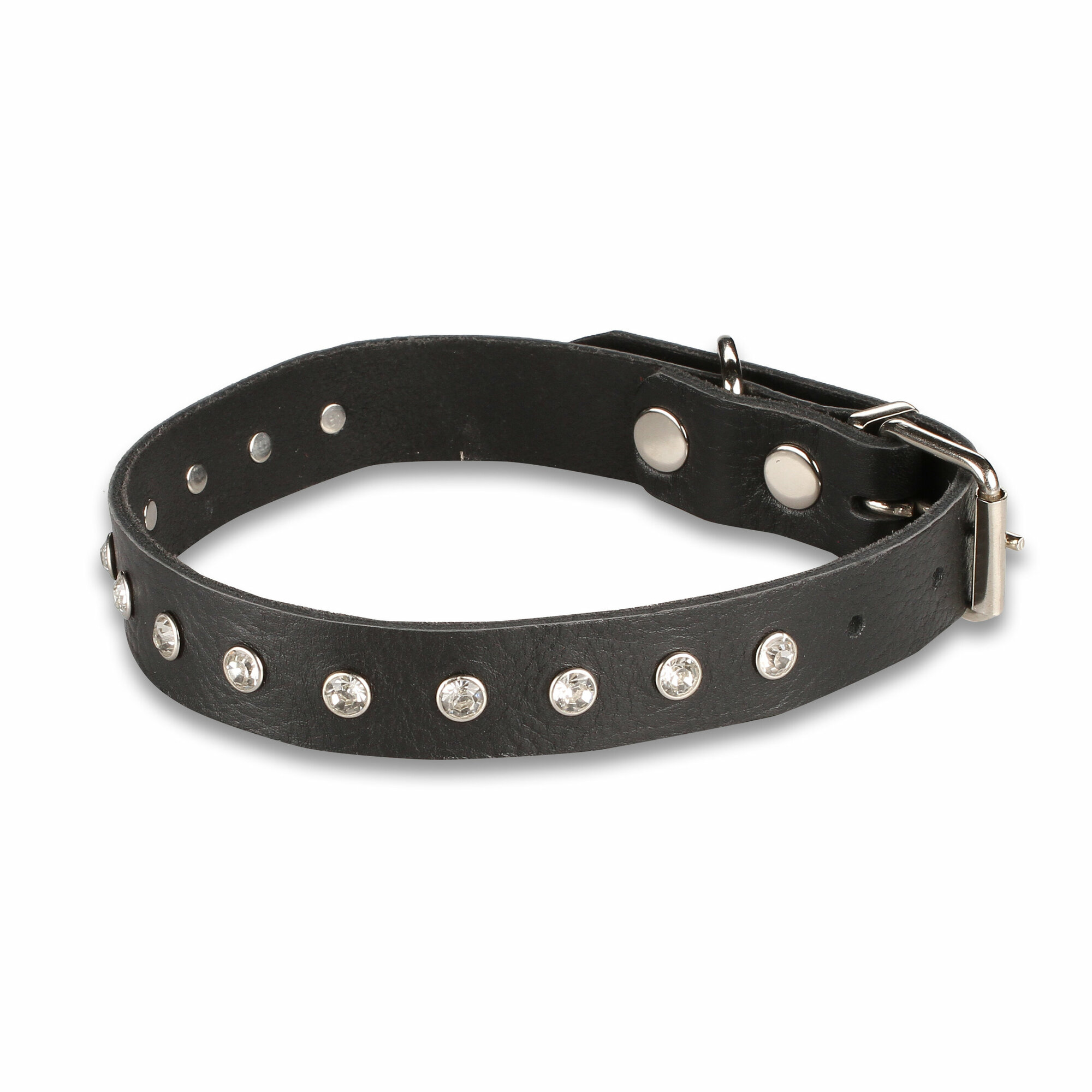Кожаный ошейник CHOKERZ со стразами для средних и маленьких собак 20 мм 40 см