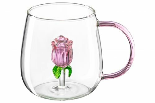 Кружка Elan Gallery Еlan Gallery "Роза" 12х8,8х9 см, 450 мл, боросиликатное стекло (360190)